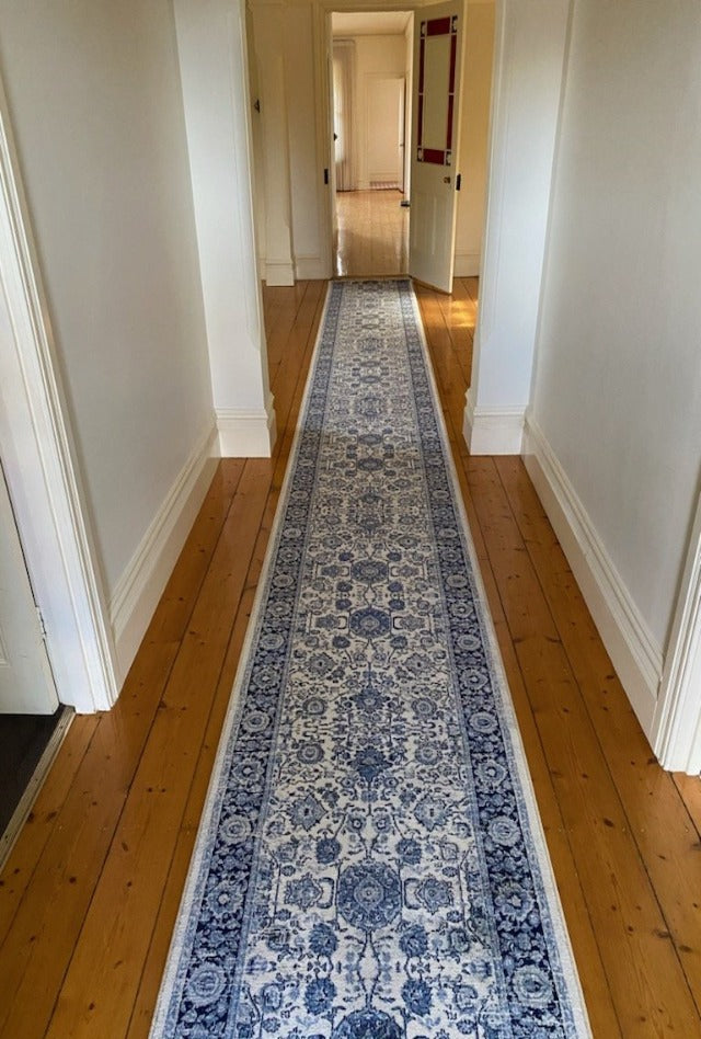 Renaissance Cream Blue Hall Runner | Custom cut length x 80cm wide| $8 ...
