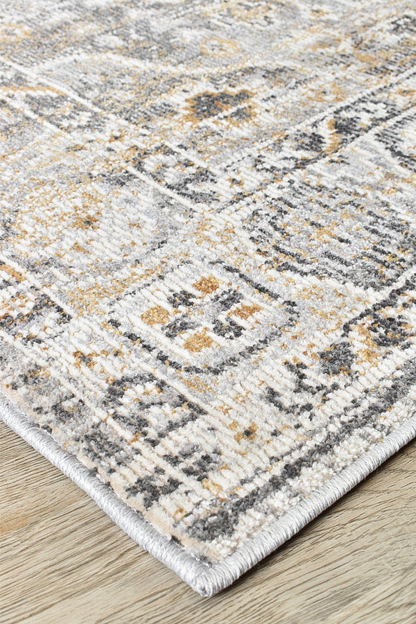 Medina Grey Mustard Rug 0320C - Rug Addiction
